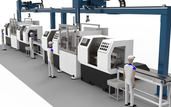 트러스 로봇 자동 로딩 및 언로딩 CNC 작업장 3D 모델 TurboSquid 1868075