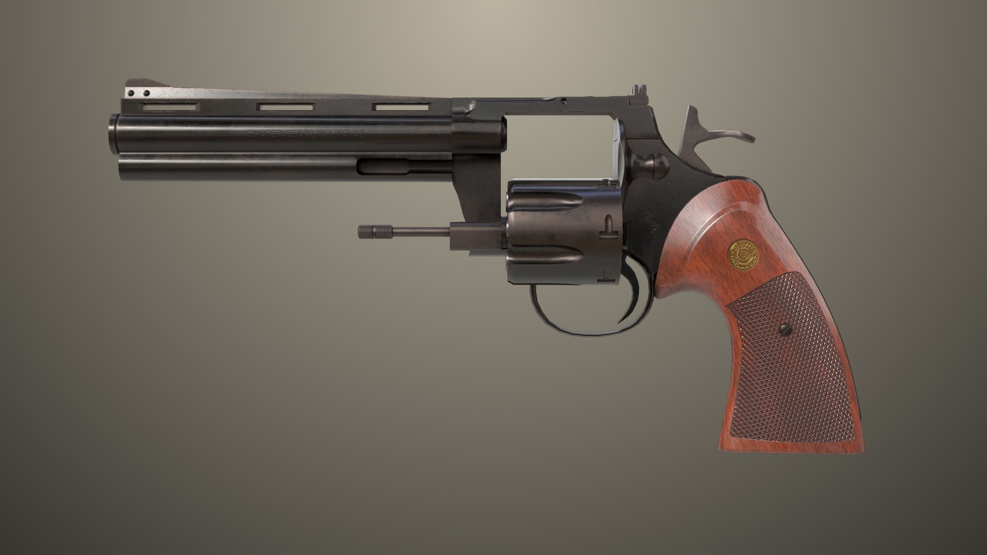 3D Revolver 05 Black Colt Python All PBR Unity UE Textures TurboSquid