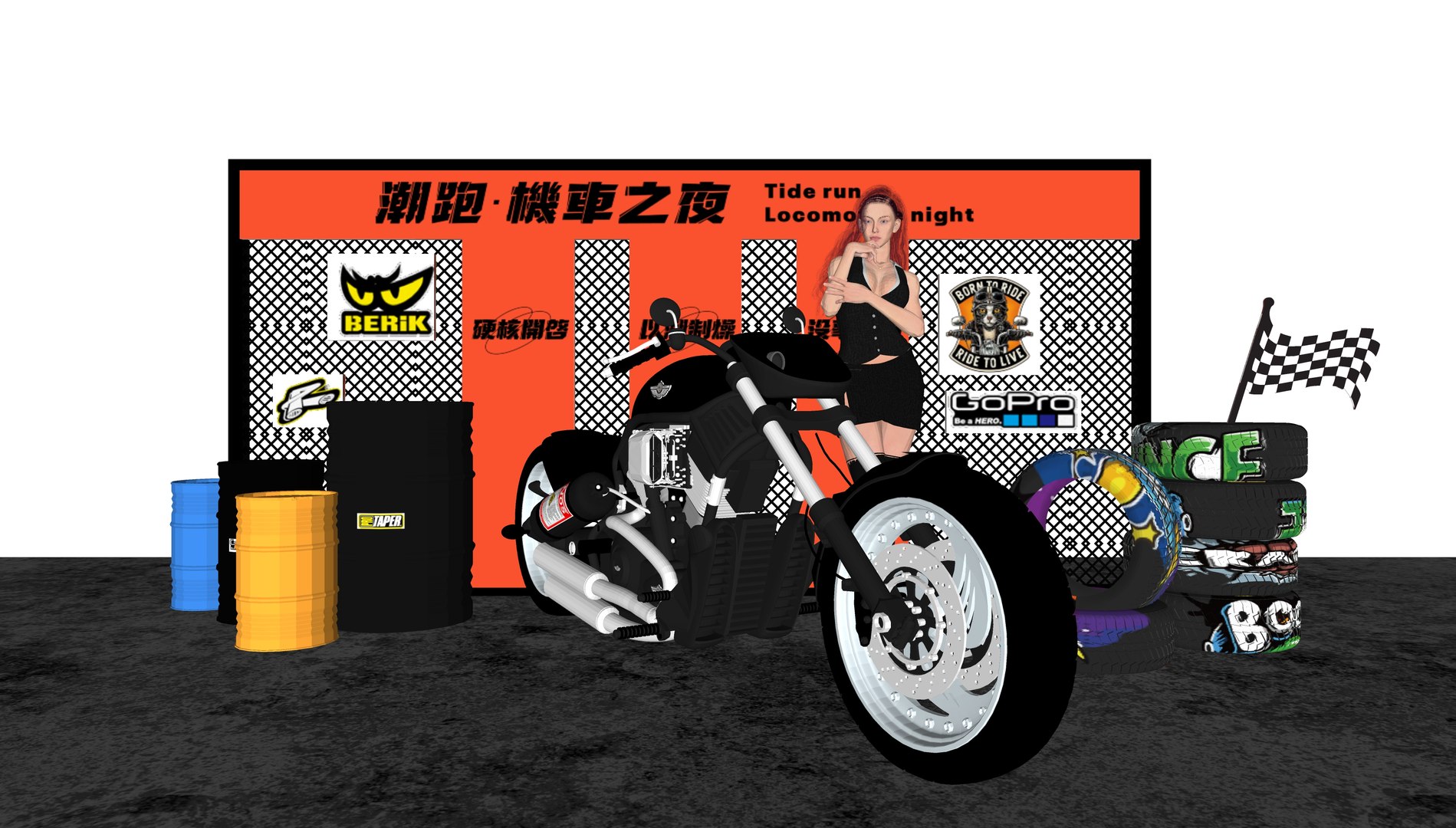 3D Motorcycle Exhibition Activity Layout Model TurboSquid 2158315