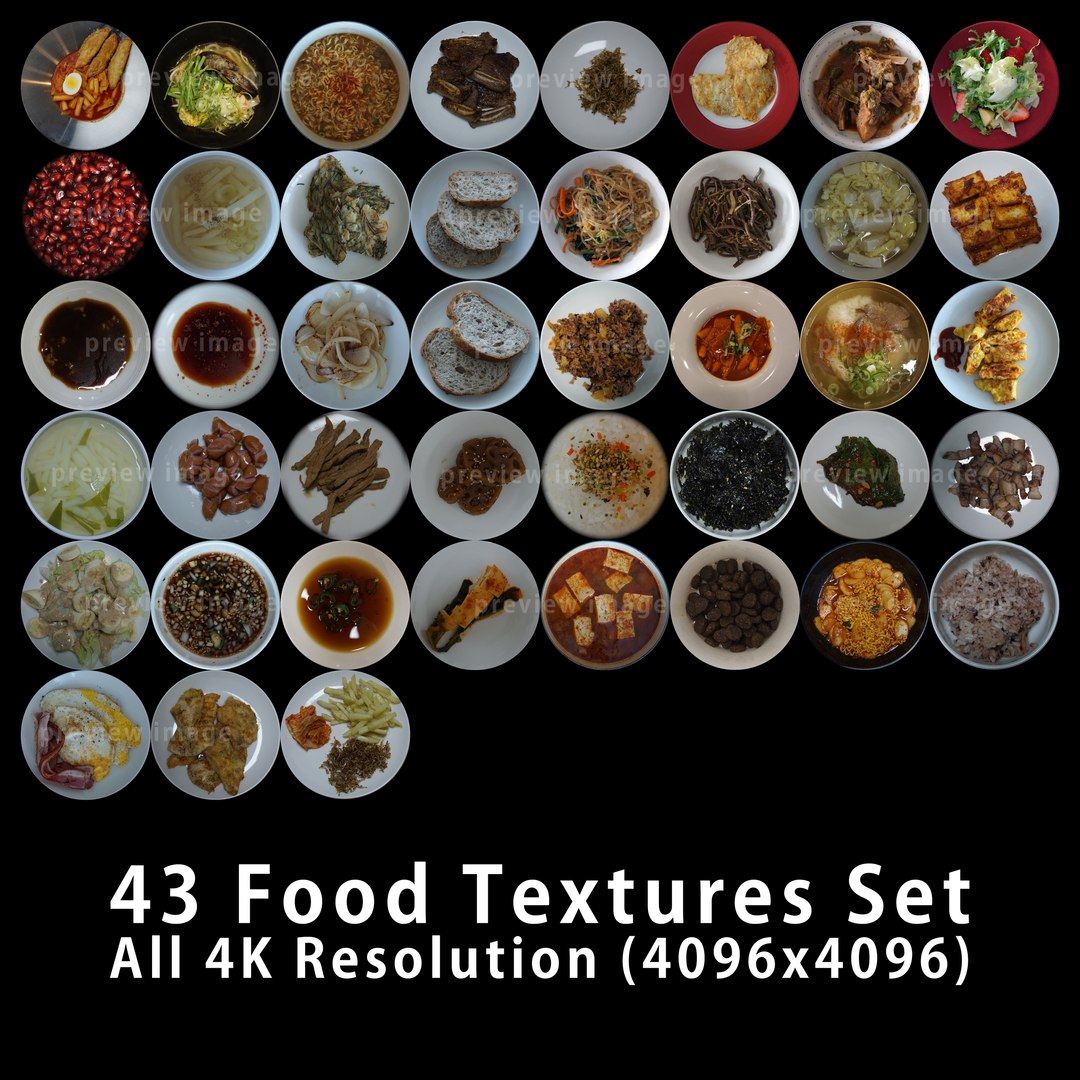Foods On Dish 4K Texture Set 43 Images - TurboSquid 1149367