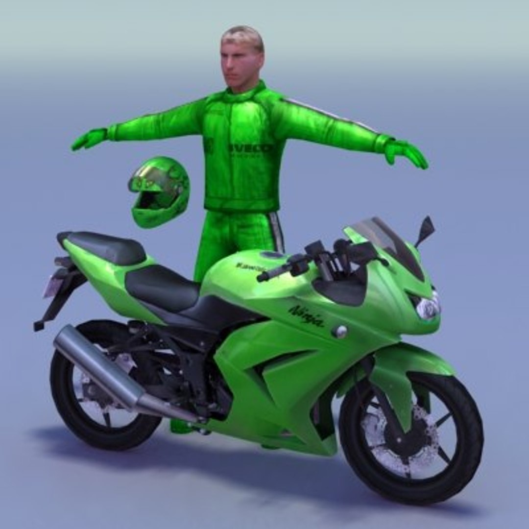 Kawasaki Ninja Rider Riding 3d Model