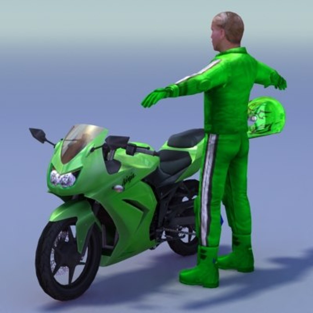 Kawasaki Ninja Rider Riding 3d Model