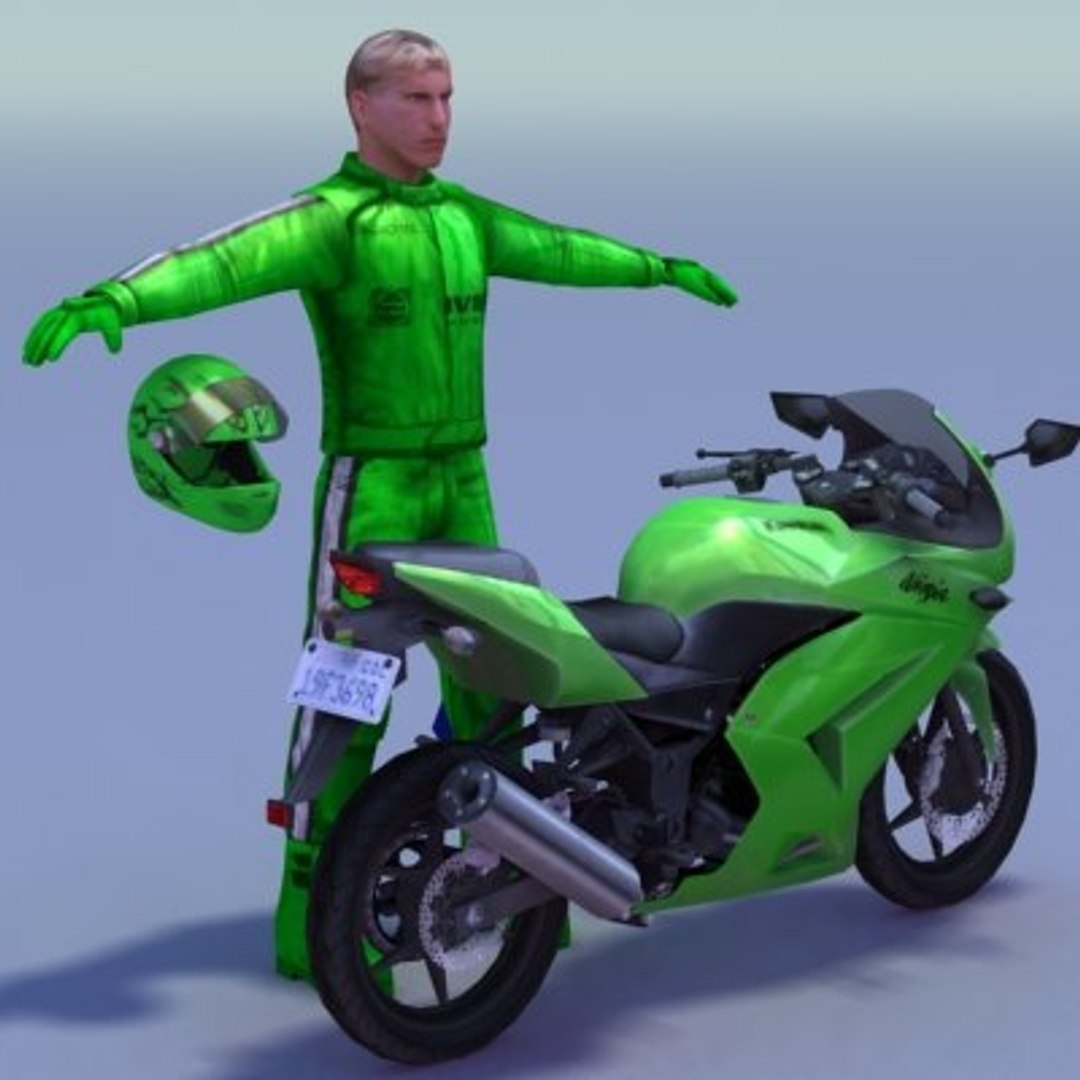 Kawasaki Ninja Rider Riding 3d Model