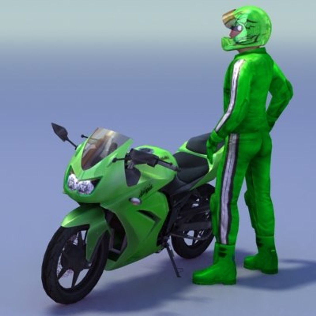 Kawasaki Ninja Rider Riding 3d Model