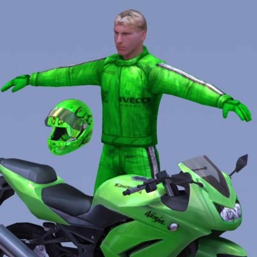 Kawasaki Ninja Rider Riding 3d Model
