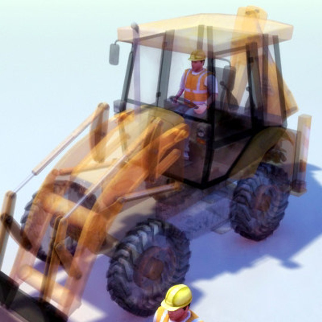 2cx digger excavator rigged 3d model