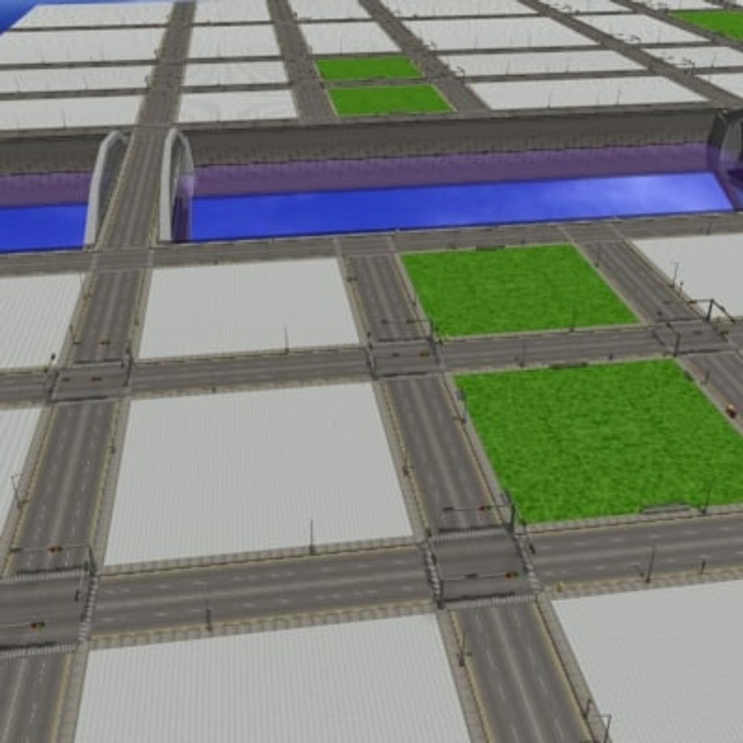 City Street River 3d Model