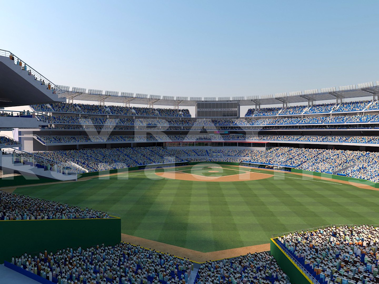 3d baseball stadium field