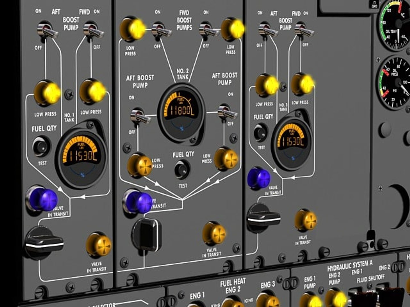 b727 second officer panel 3d model