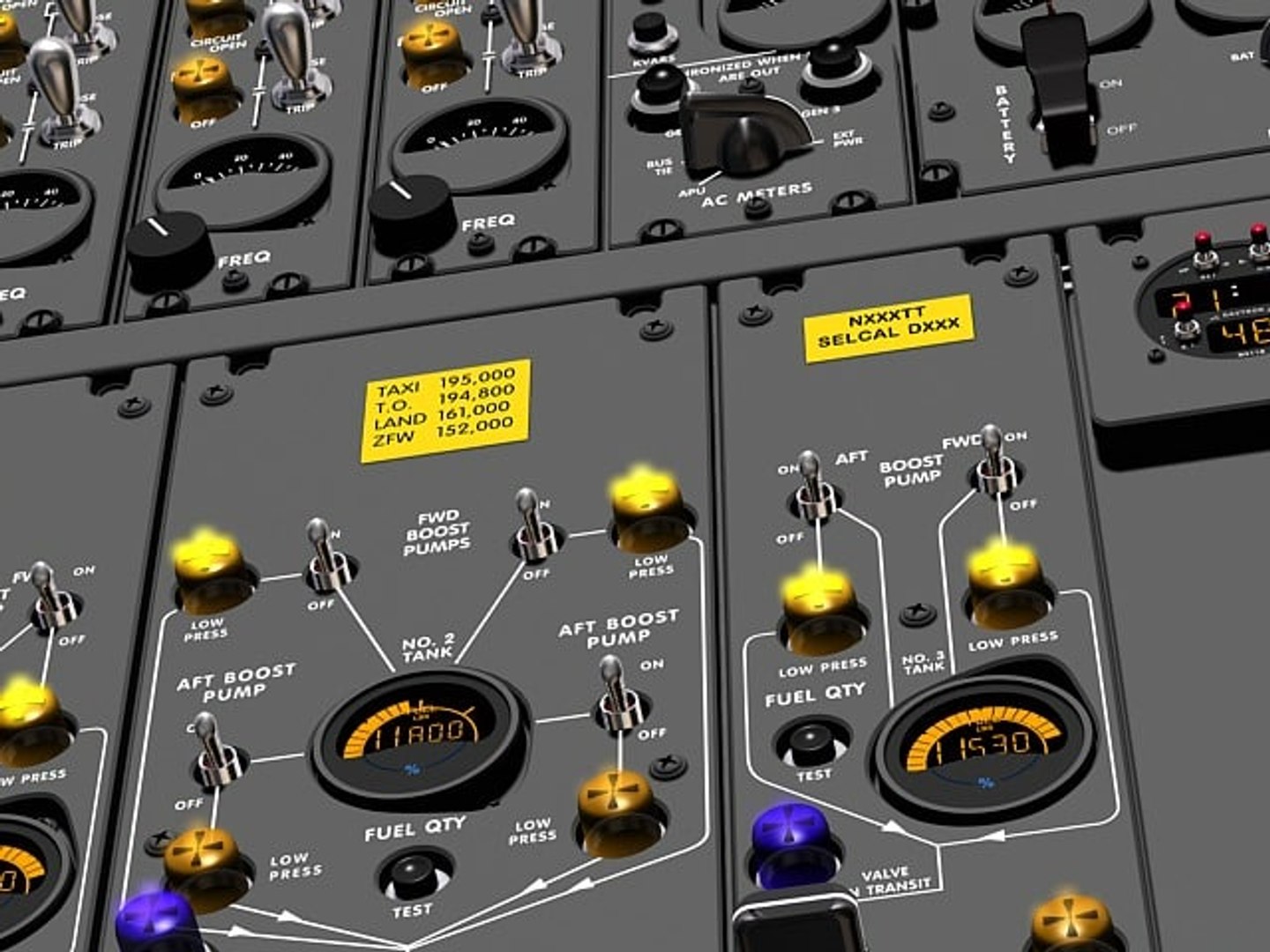 b727 second officer panel 3d model