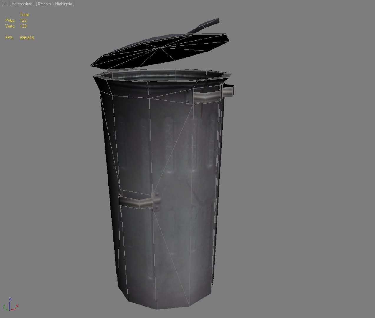 Metal Bin Garbage 3ds