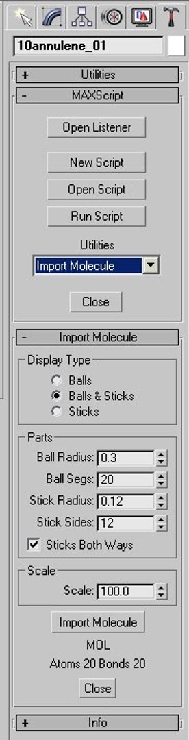 Import Molecule Utility Maxscript - TurboSquid 264508