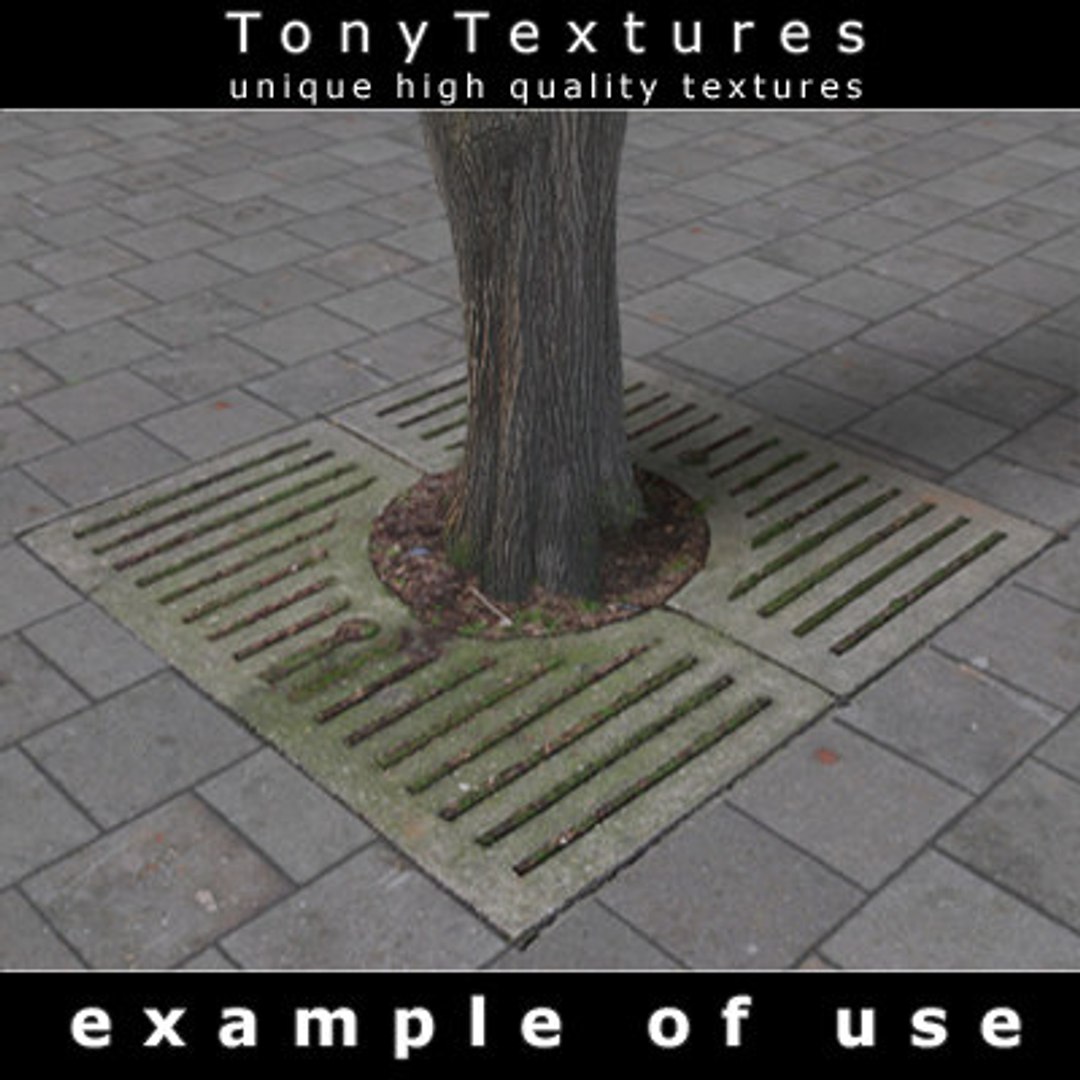 Tree Drain Grate Planter 01 + Alpha & Bump (HighRes) - TurboSquid 336771