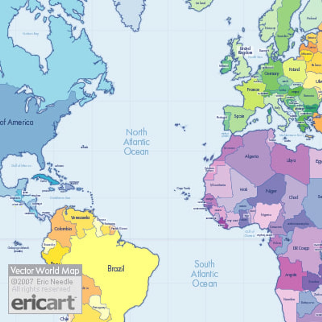 Vector World Map v2.0 - TurboSquid 363158