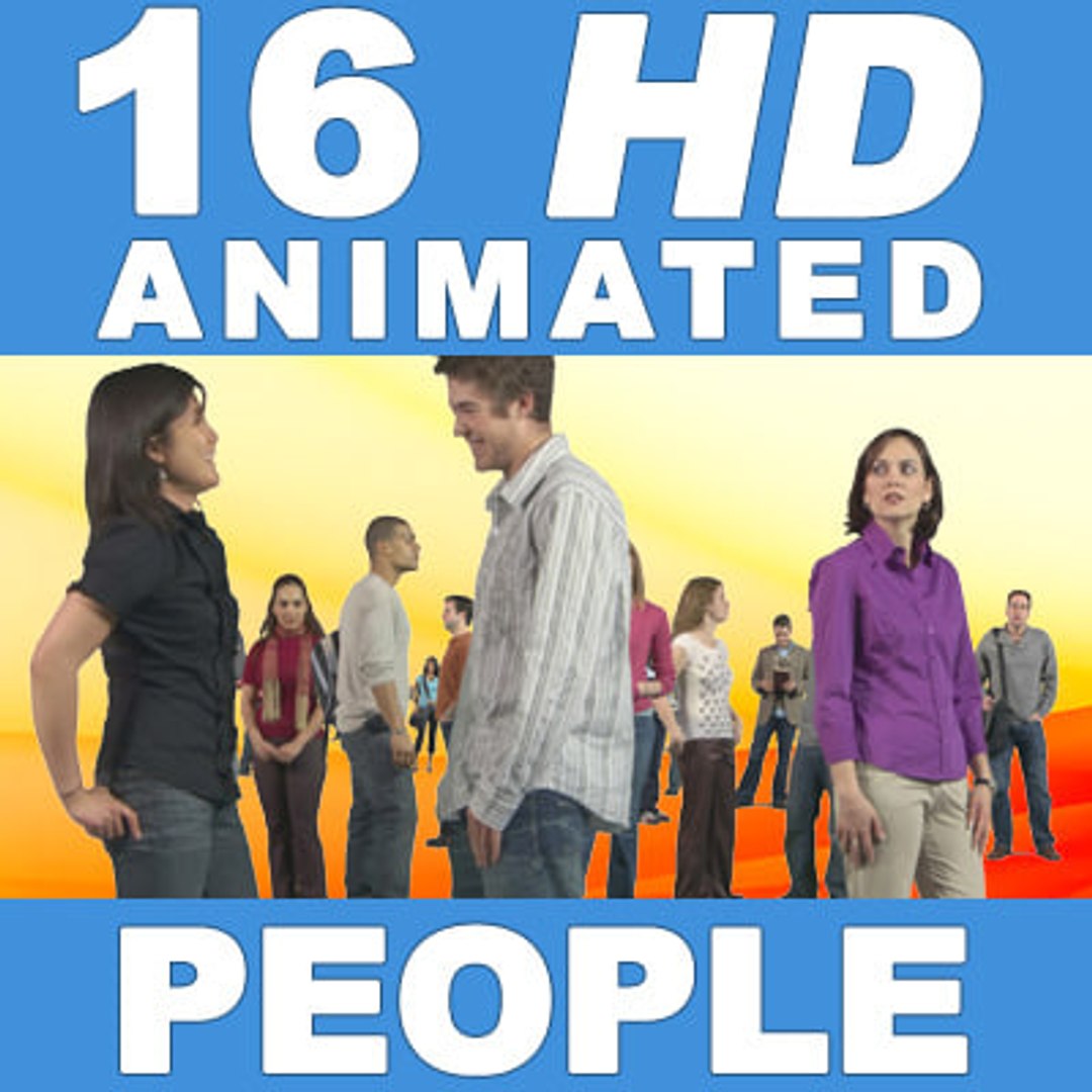 16 HD Animated People - Casual Standing - v1 - TurboSquid 416399