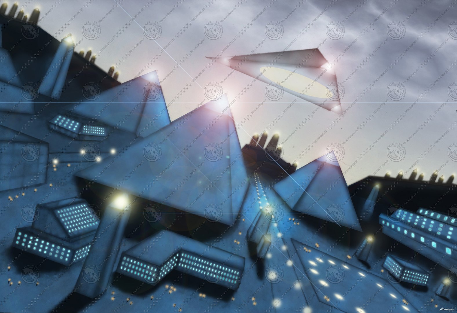 Three Pyramids and Triangle Ship - TurboSquid 426350