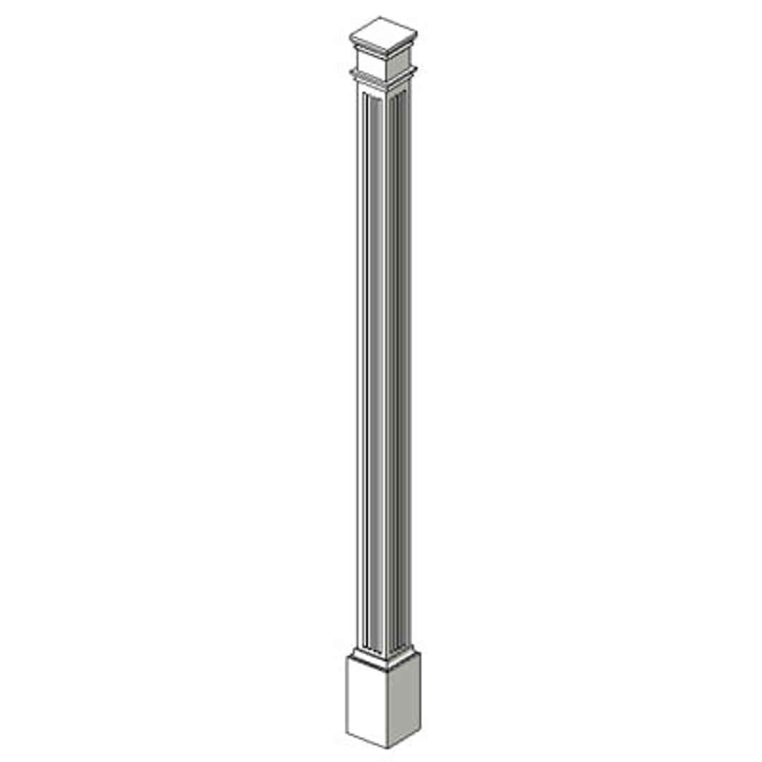 Square 4-Fluted Column w Plinth Block - TurboSquid 446980