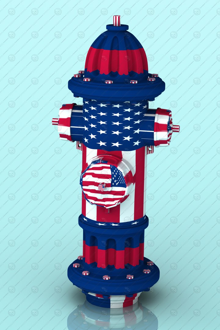 American Flag. Red Fire Hydrant - TurboSquid 545083