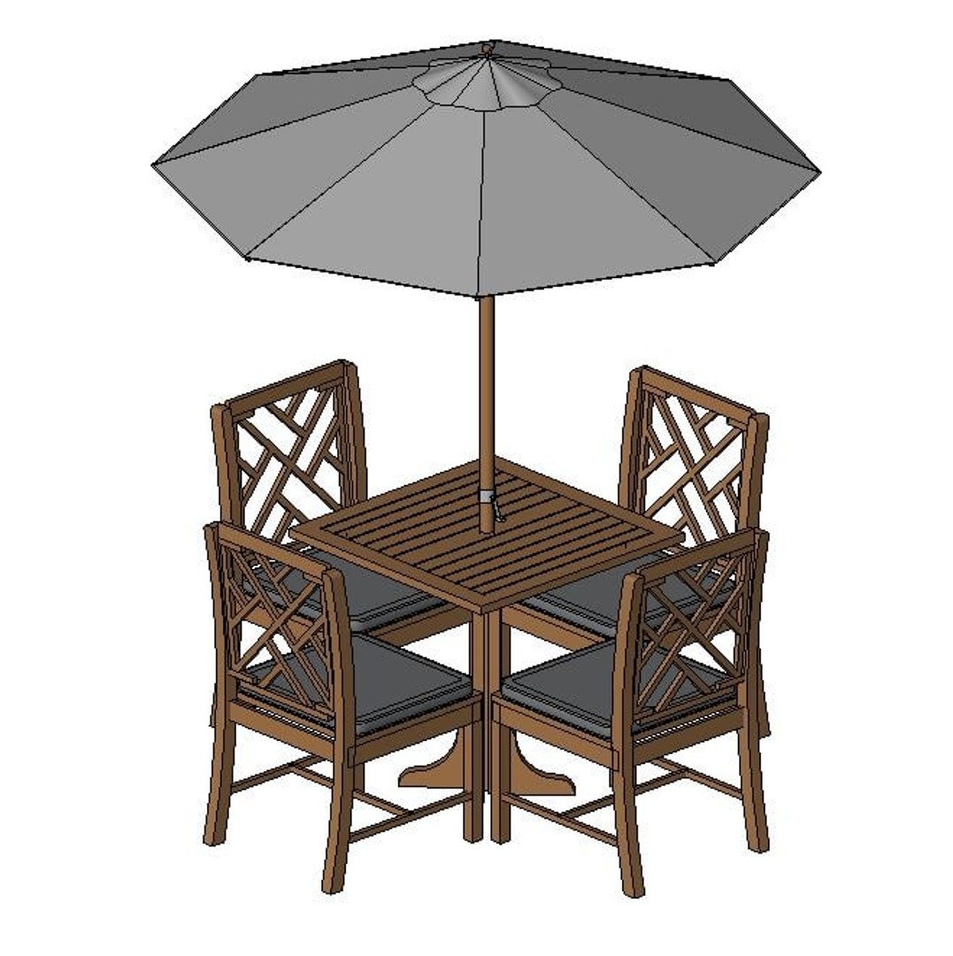 Patio Table with Chair and Umbrellas - TurboSquid 673874
