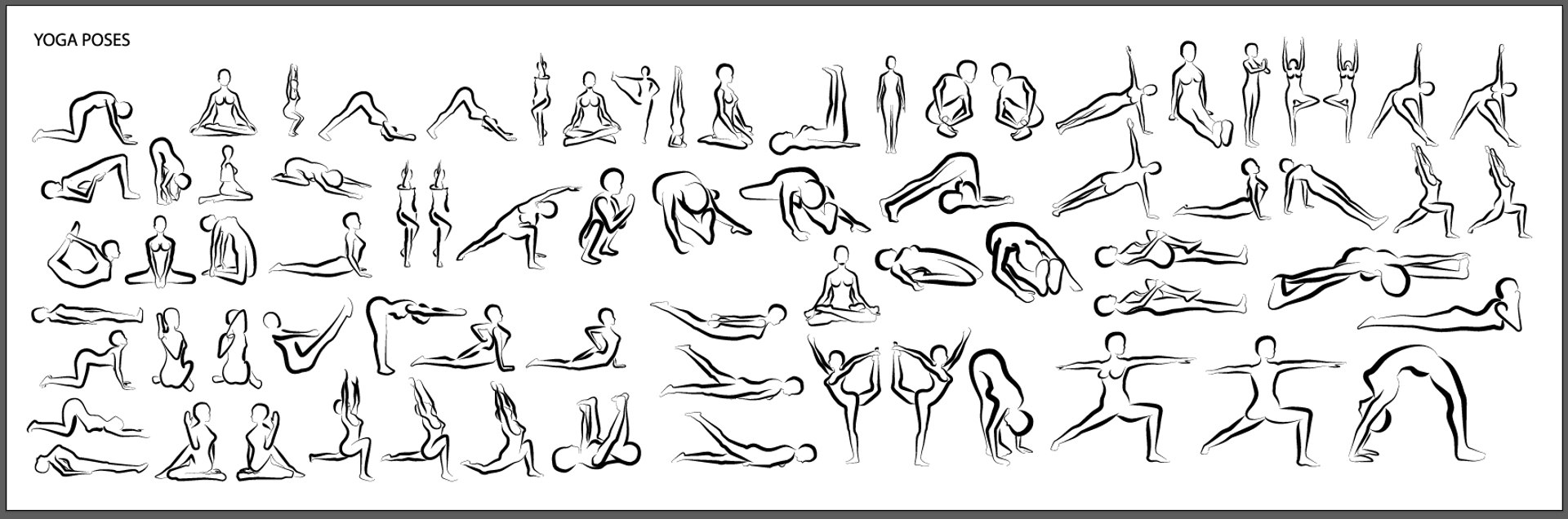 Yoga Poses Outlines - TurboSquid 748413