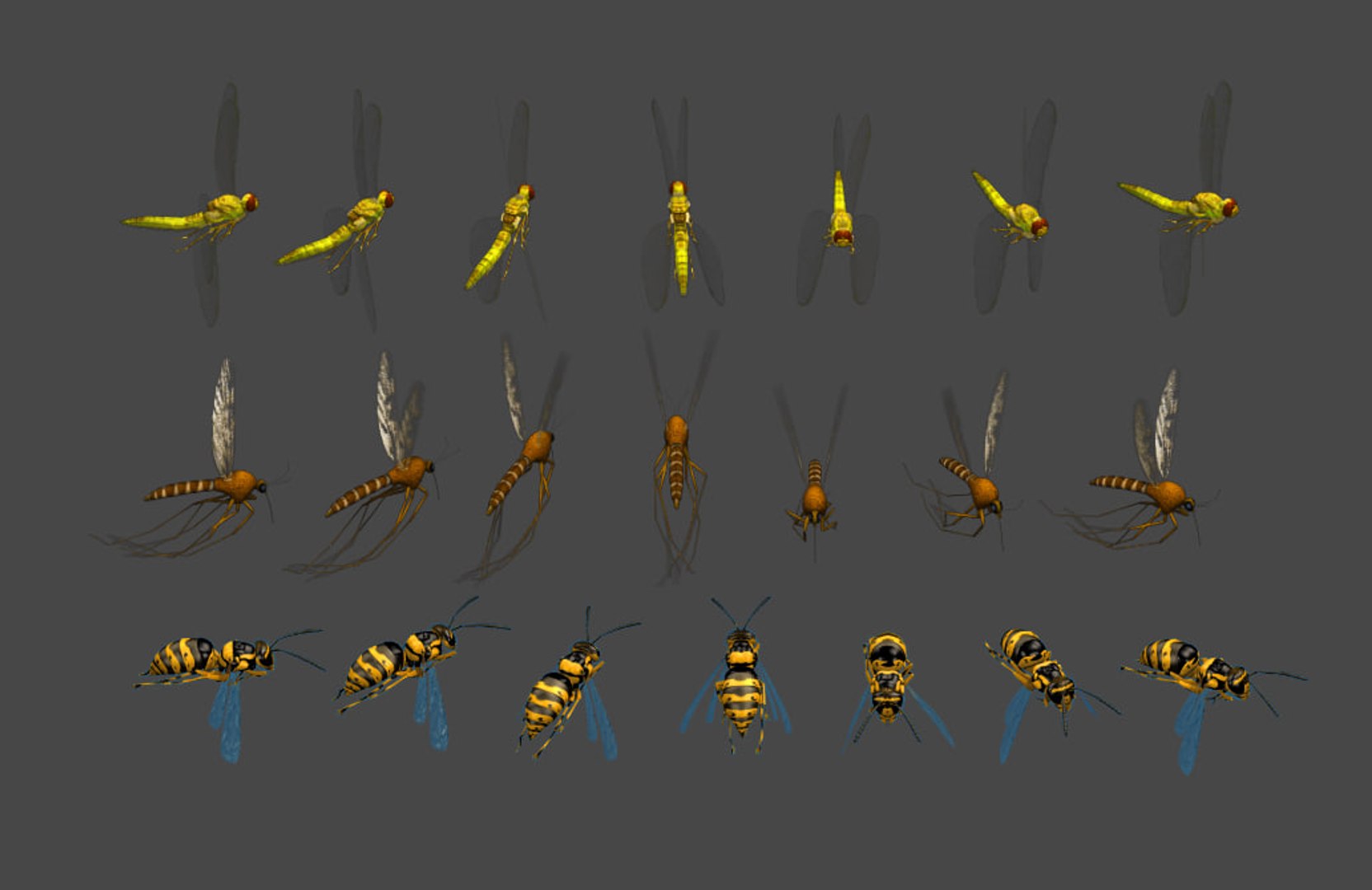 Animated Flying Insects. Dead Insects. Splatters. - TurboSquid 748287