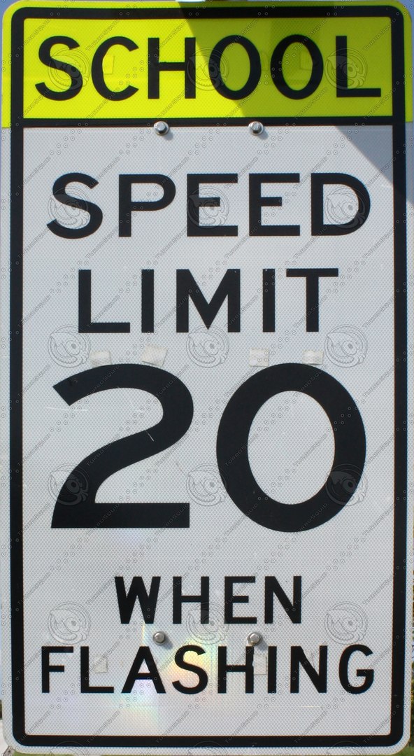 Speed Limit School Zone SIgn - TurboSquid 770587