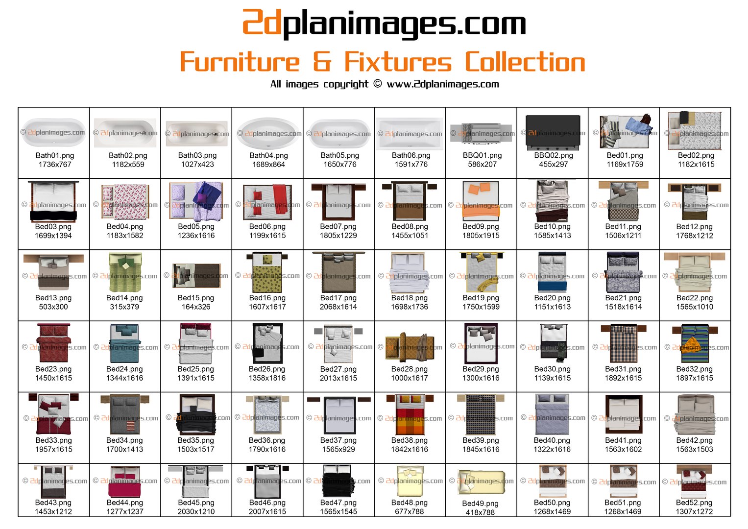 2d Floorplan Furniture & Fixtures Collection Topdown Views & Overhead ...