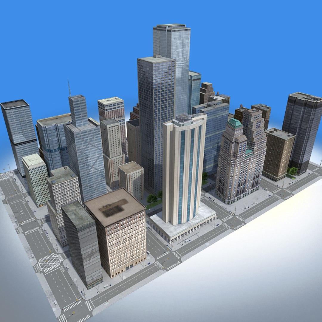 3d City Building Blocks Real Time Model
