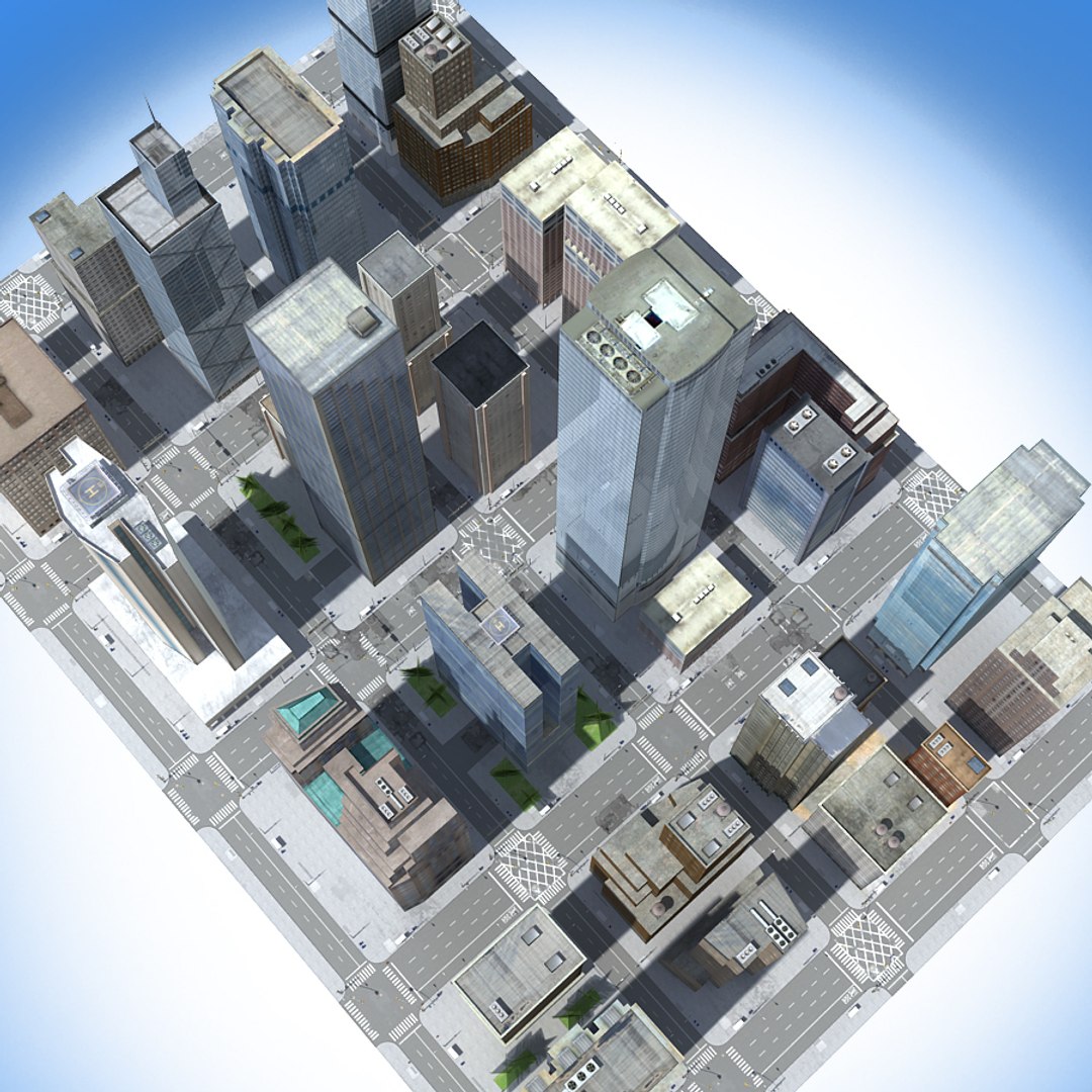 3d City Building Blocks Real Time Model