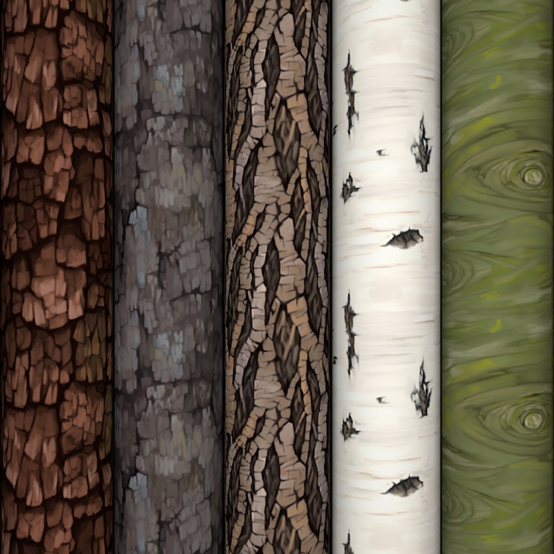 Hand Painted Bark Textures - TurboSquid 924170