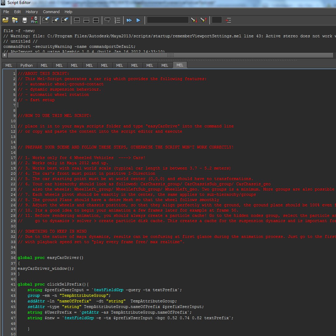 maya car rig generator mel script - TurboSquid 929693