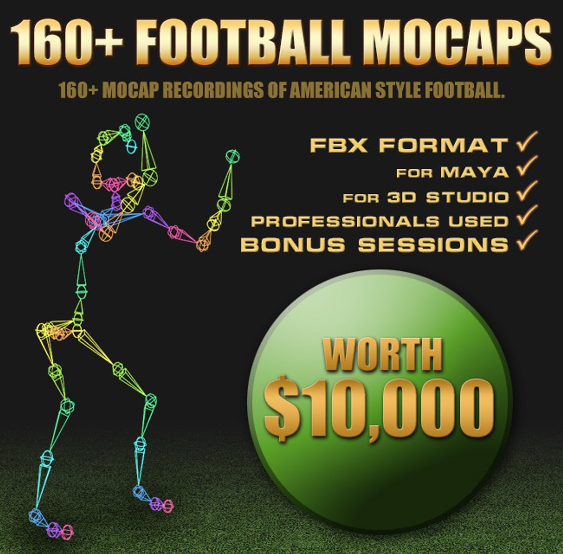 160+ Football Mocap Animations - TurboSquid 420058