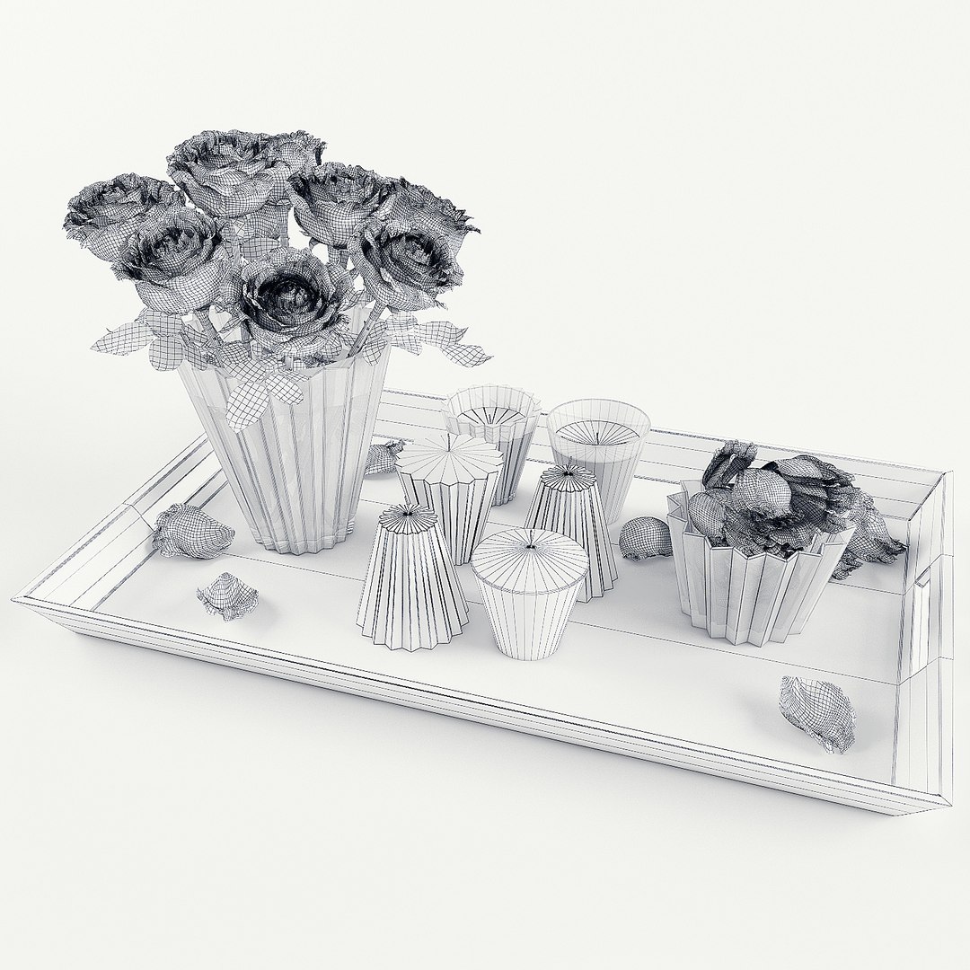 3d obj pink roses