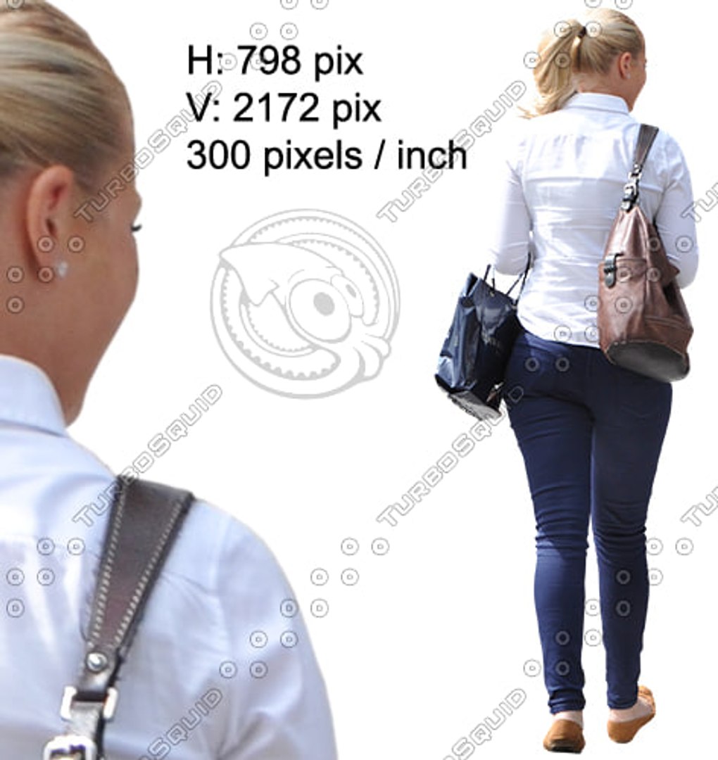 Cut out people for architectural visualisation: shopping blond woman ...