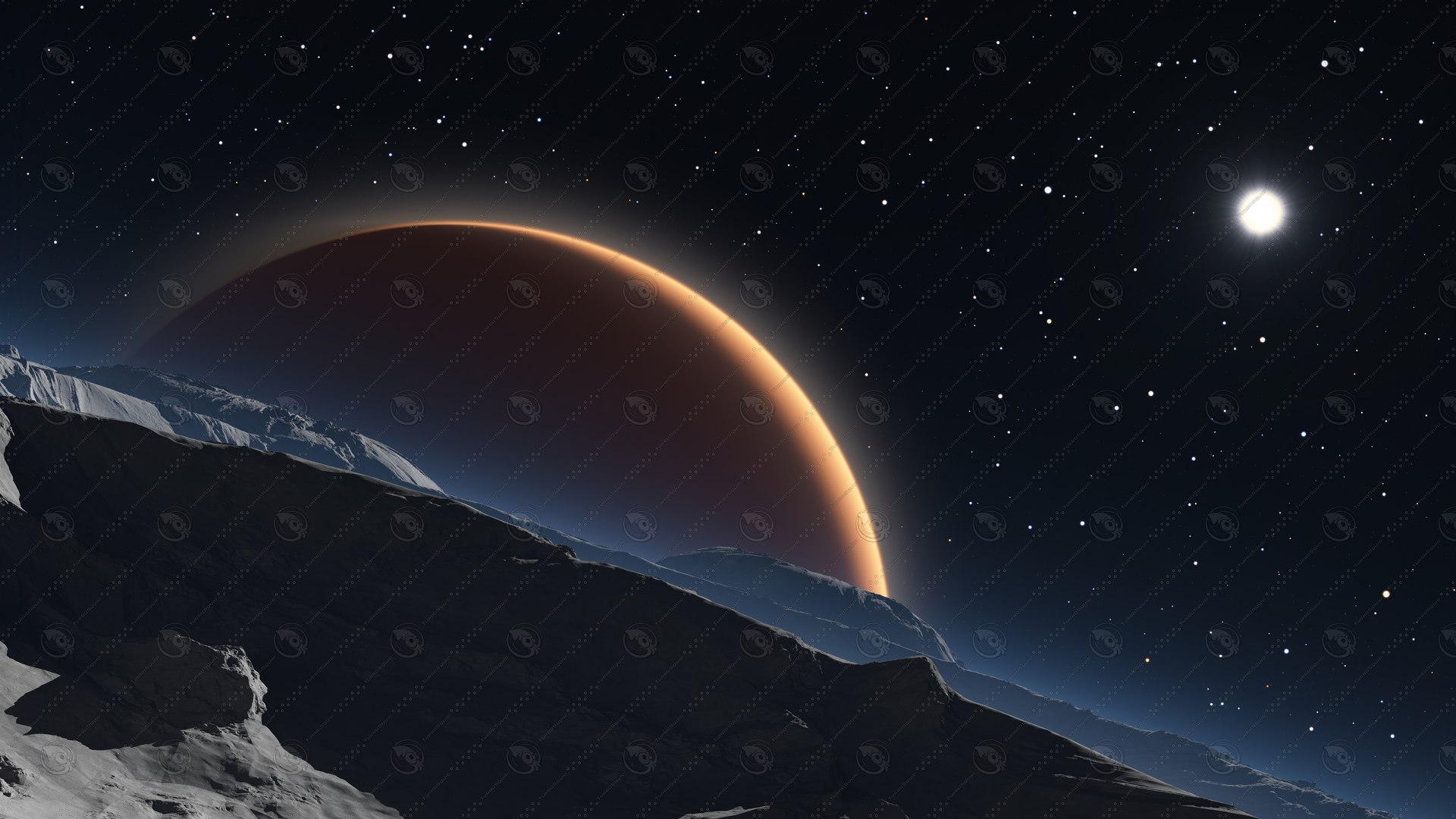 Phobos With The Red Planet Mars In The Background - TurboSquid 1023164