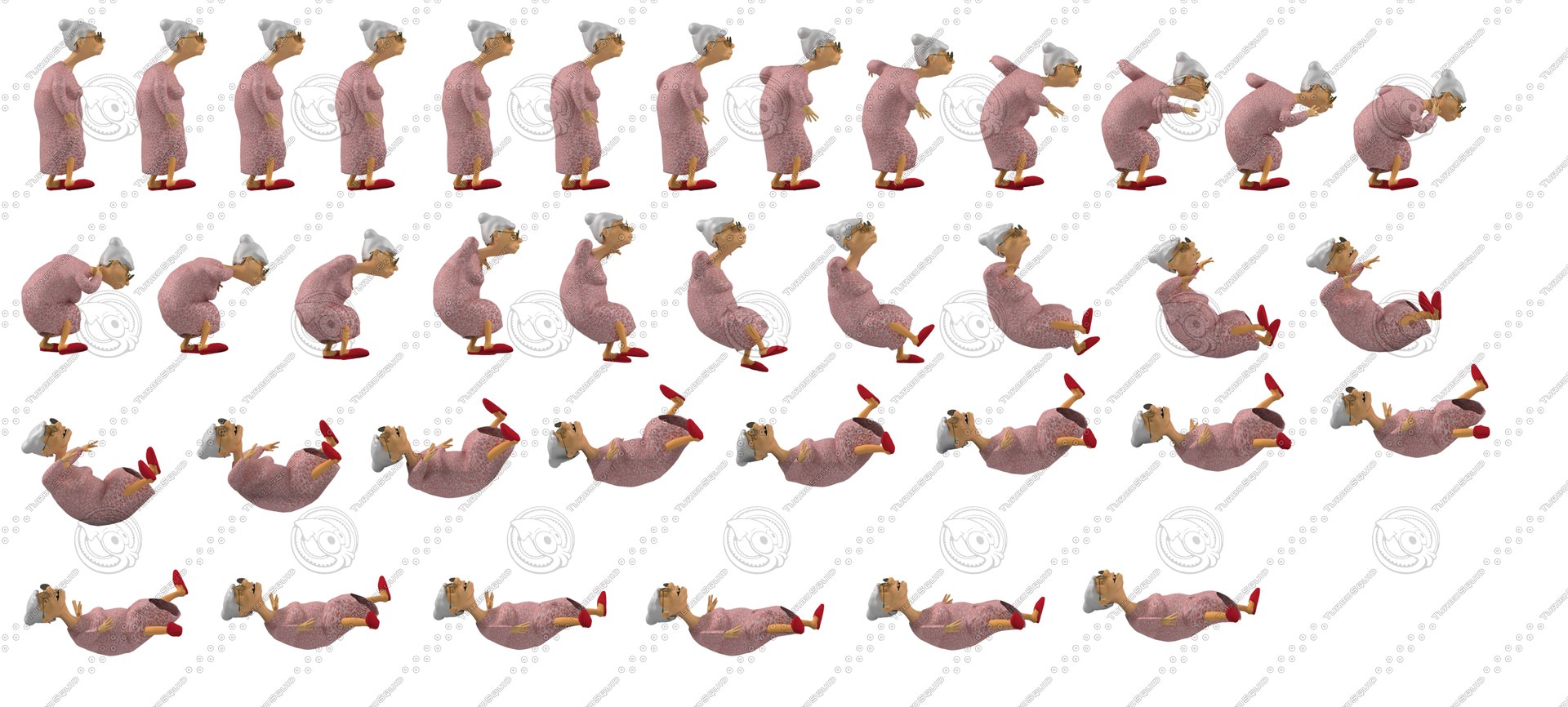 2D Old Woman Sprite Sheet - TurboSquid 1064725