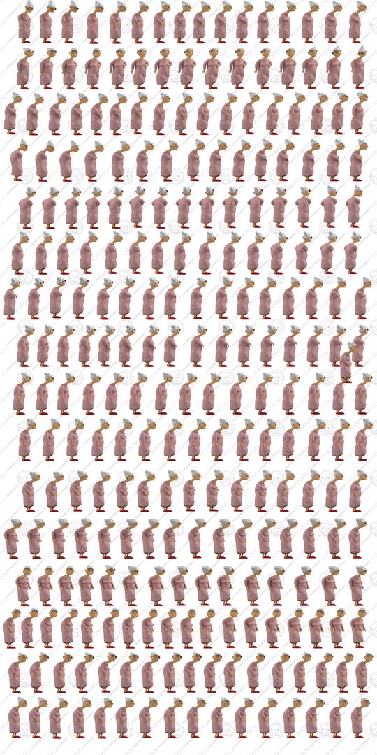 2D Old Woman Sprite Sheet - TurboSquid 1064725