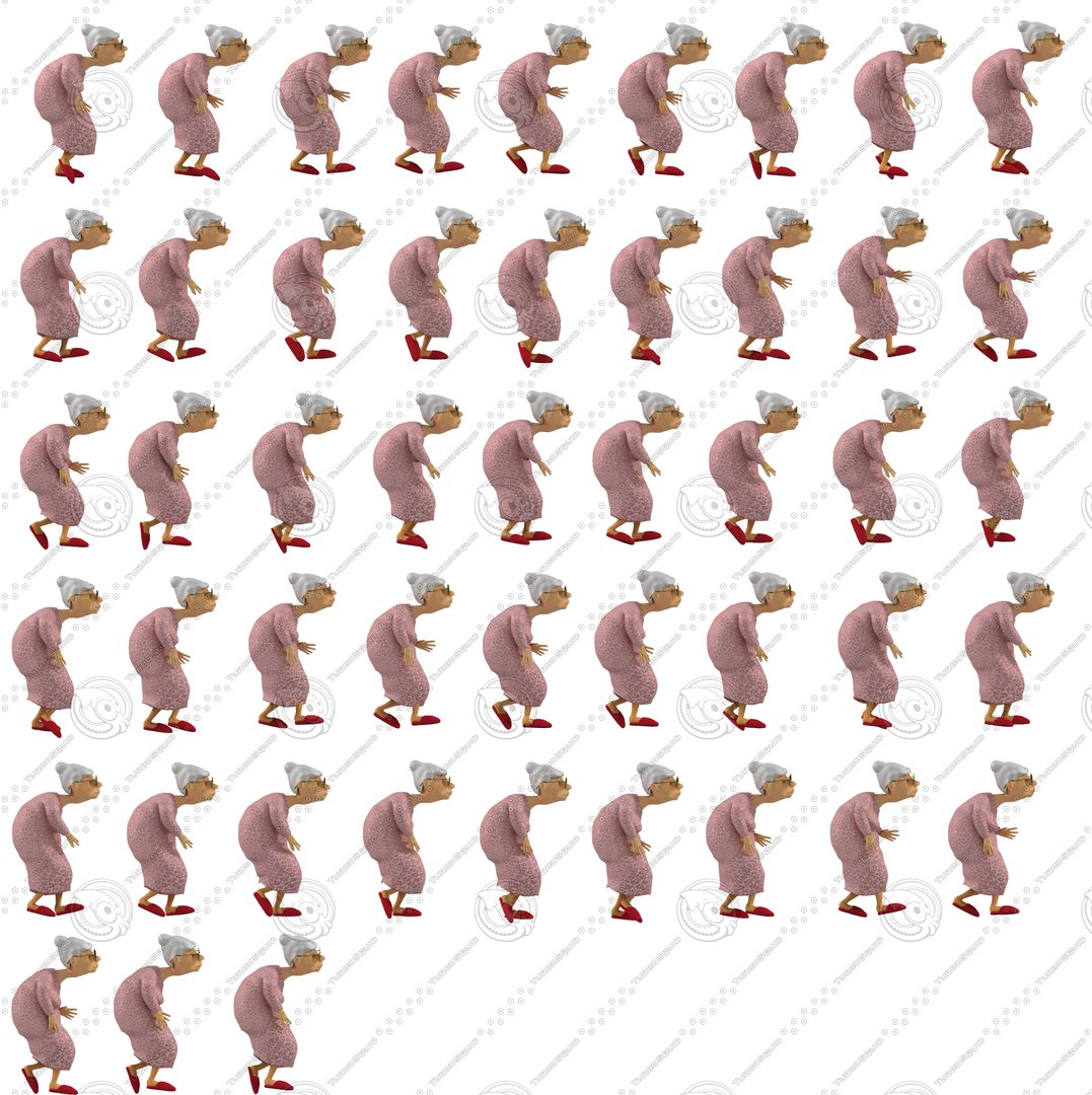 2D Old Woman Sprite Sheet - TurboSquid 1064725