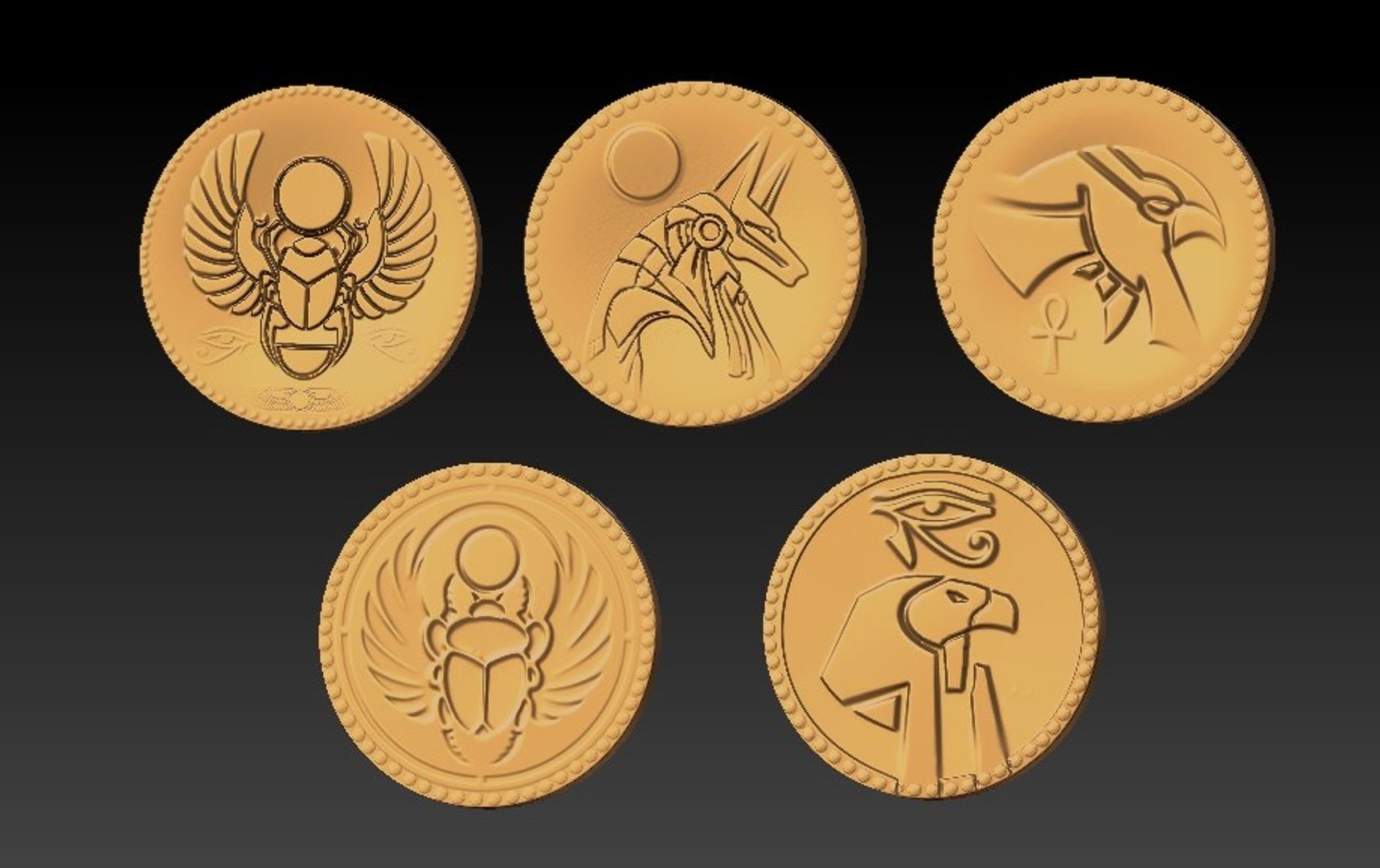 Egyptian Gold Coins 3D - TurboSquid 1385206