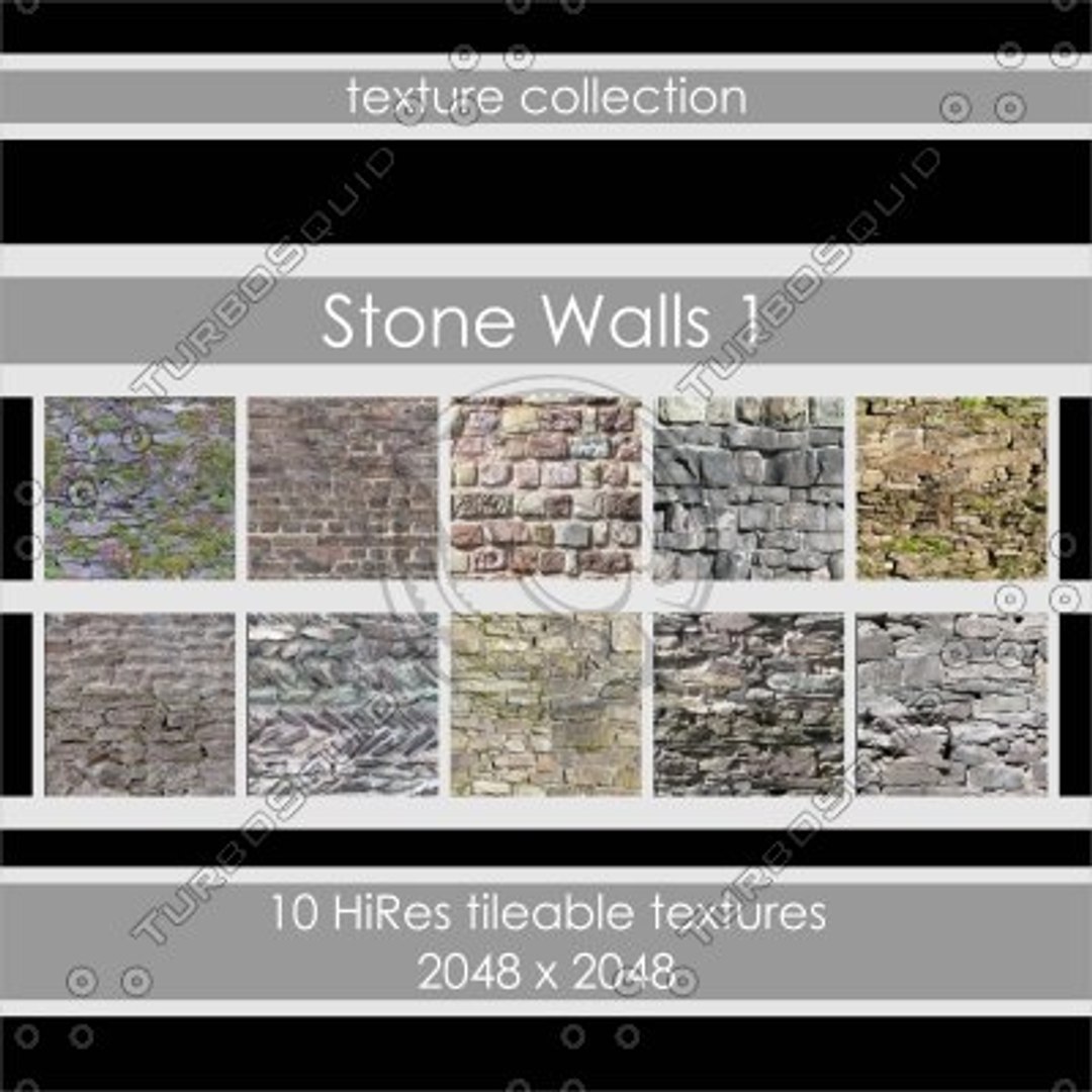 10 Tileable Stone Wall Textures - 2048 X 2048 - TurboSquid 269200