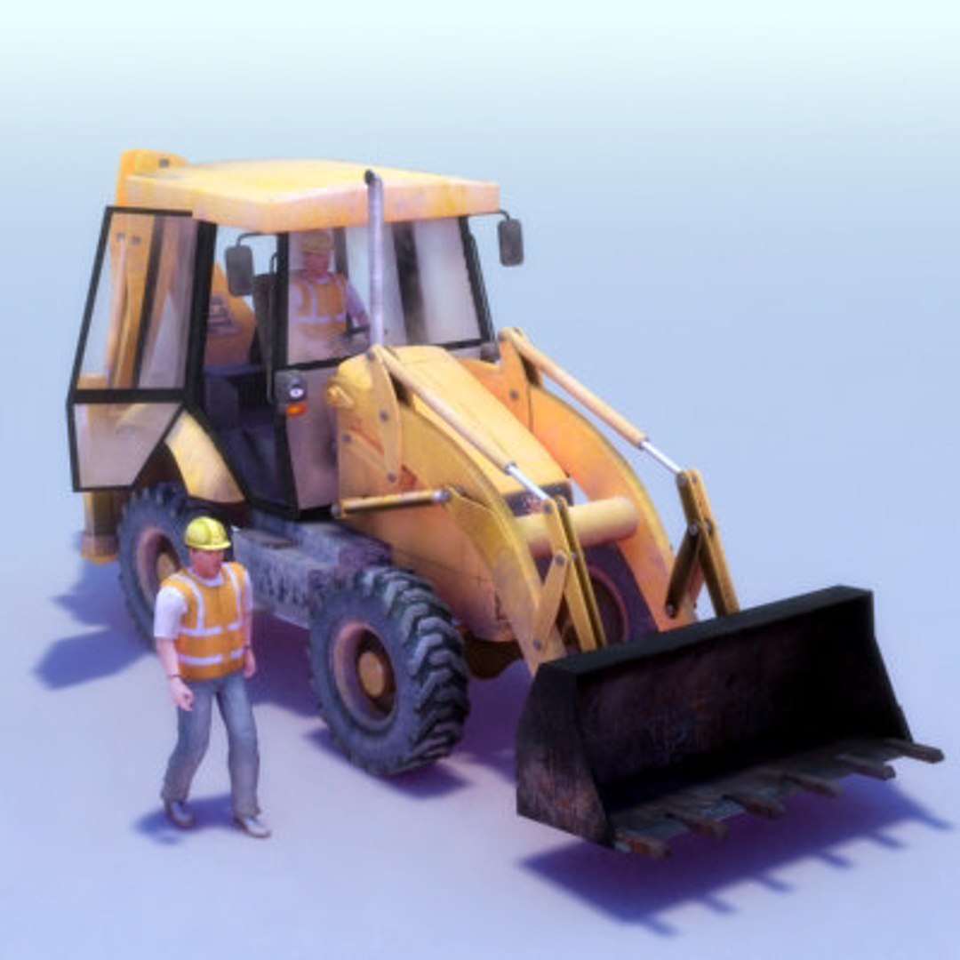 2cx Digger Excavator Rigged 3d Model