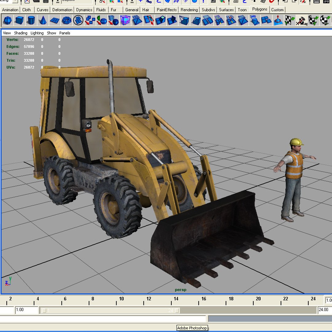 2cx Digger Excavator Rigged 3d Model