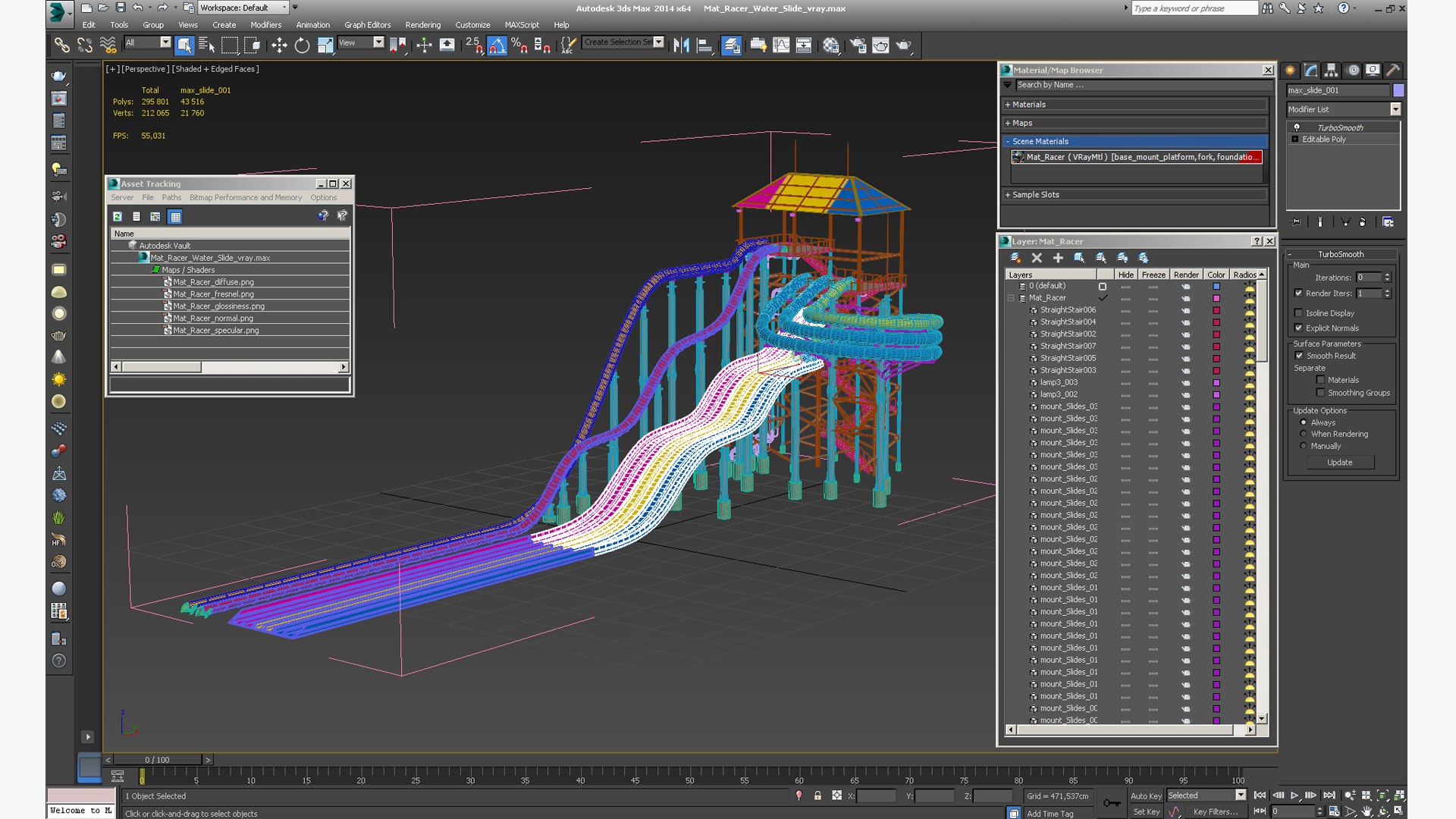 3D Mat Racer Water Slide Model - TurboSquid 1493662