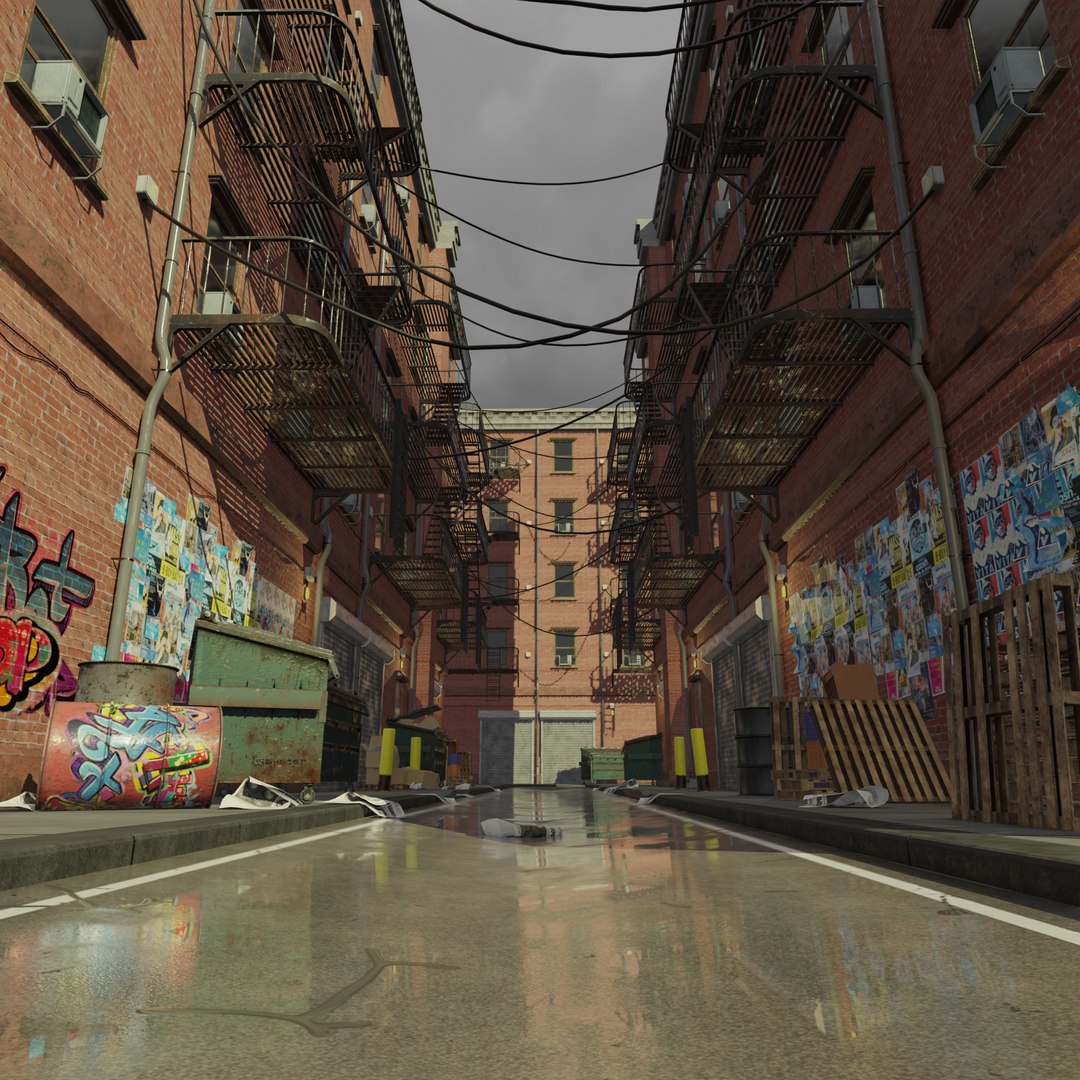3D Alley Alleyway - TurboSquid 1600741