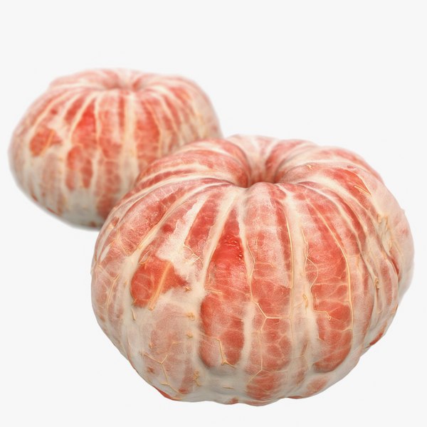 3d model peeled tangerine scanned polys