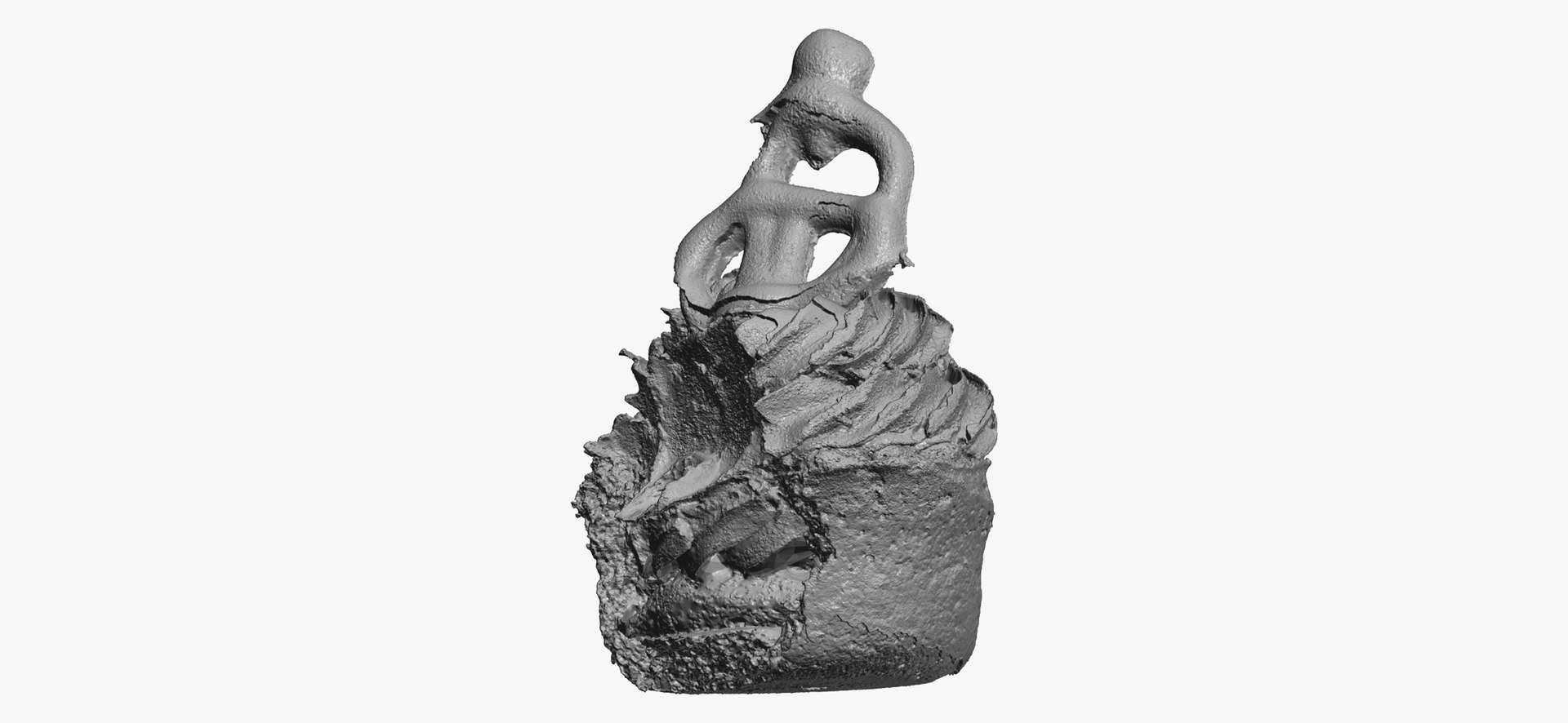 3D Vanilla Cupcake With Dark Chocolate 01 Bitten RAW Scan Model ...