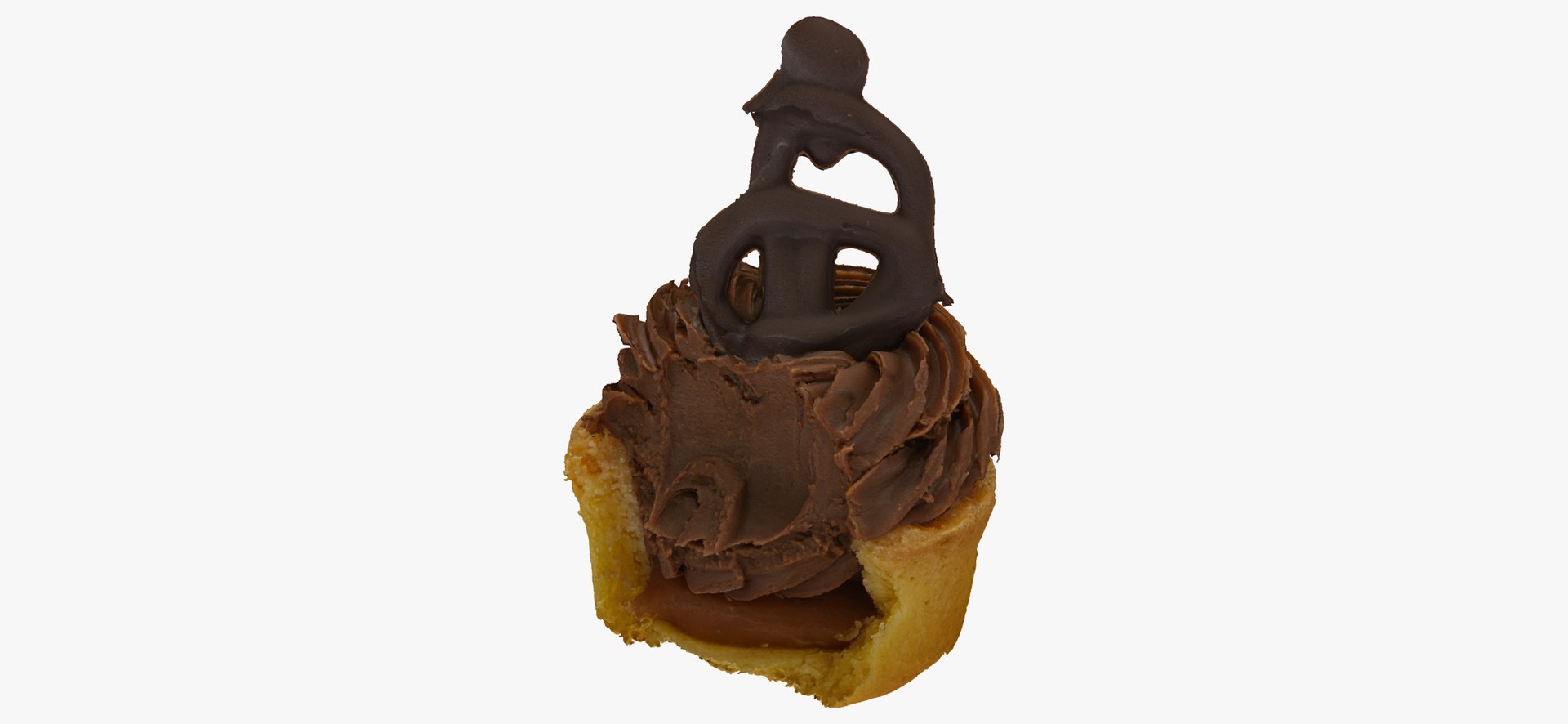3D Vanilla Cupcake With Dark Chocolate 01 Bitten RAW Scan Model ...