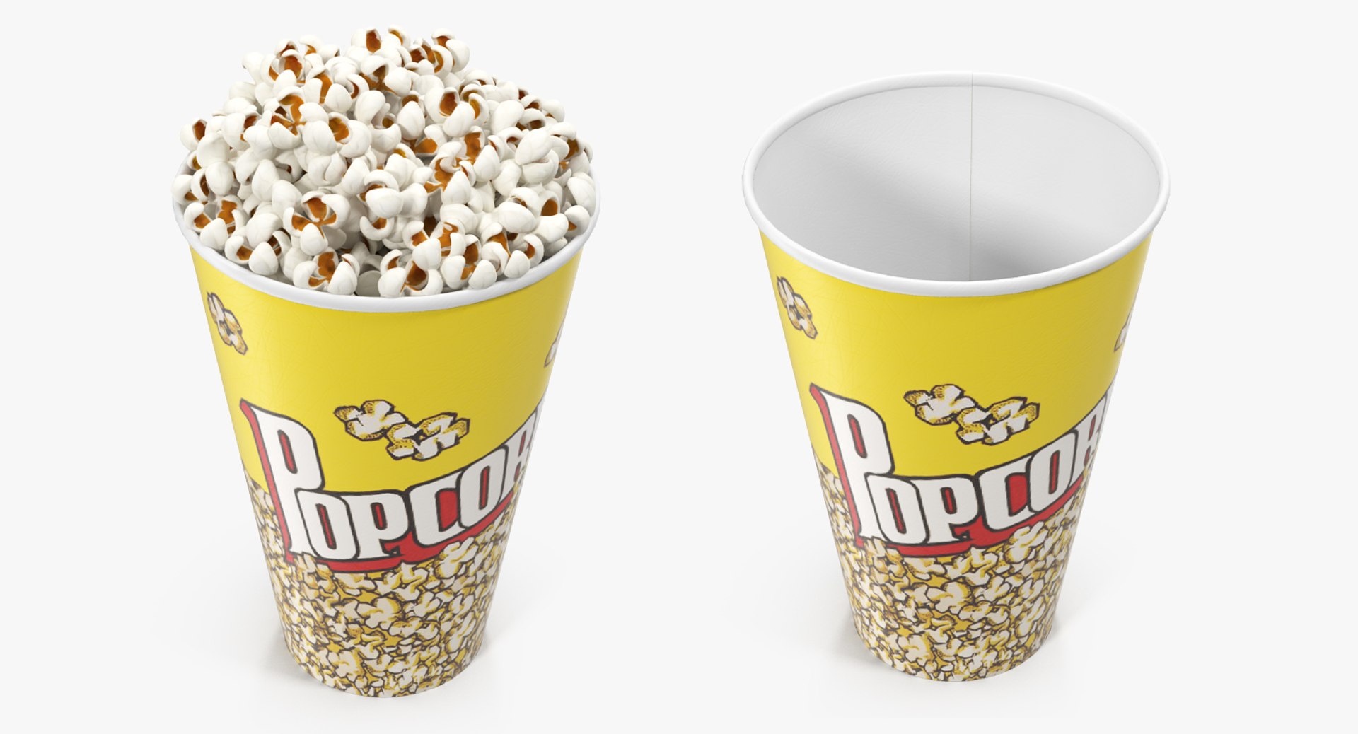 3D Paper Popcorn Cup Popped Model - TurboSquid 1408616