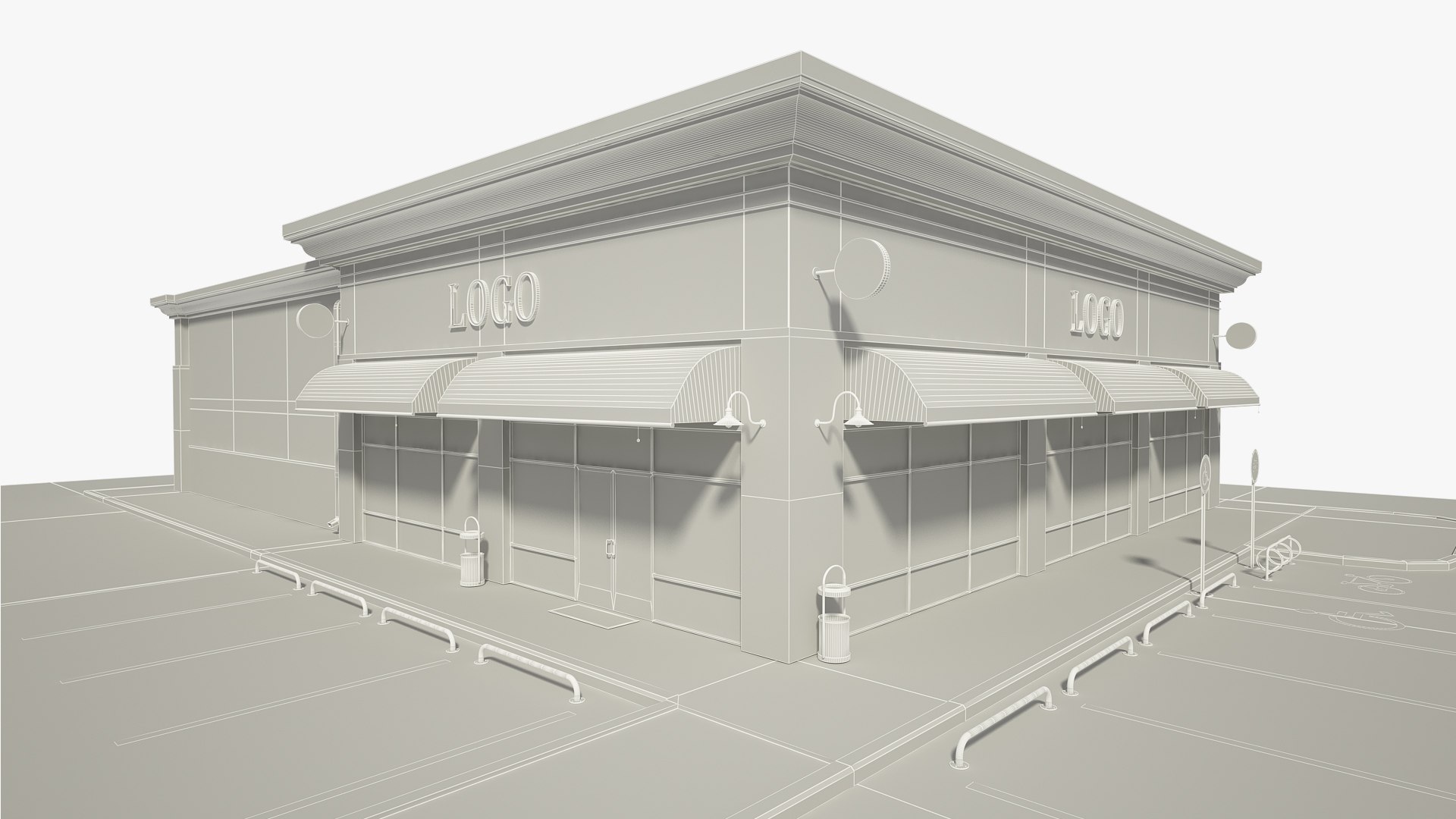 3D Retail Store Building - TurboSquid 1970535