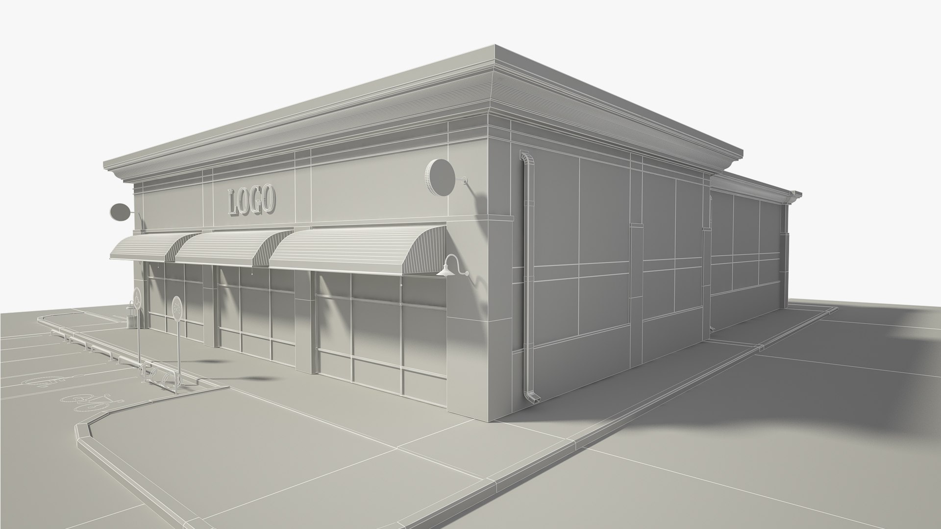3D Retail Store Building - TurboSquid 1970535
